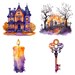 16 Halloween Haunted Mansion Elements, Watercolor Clipart - Printable ...