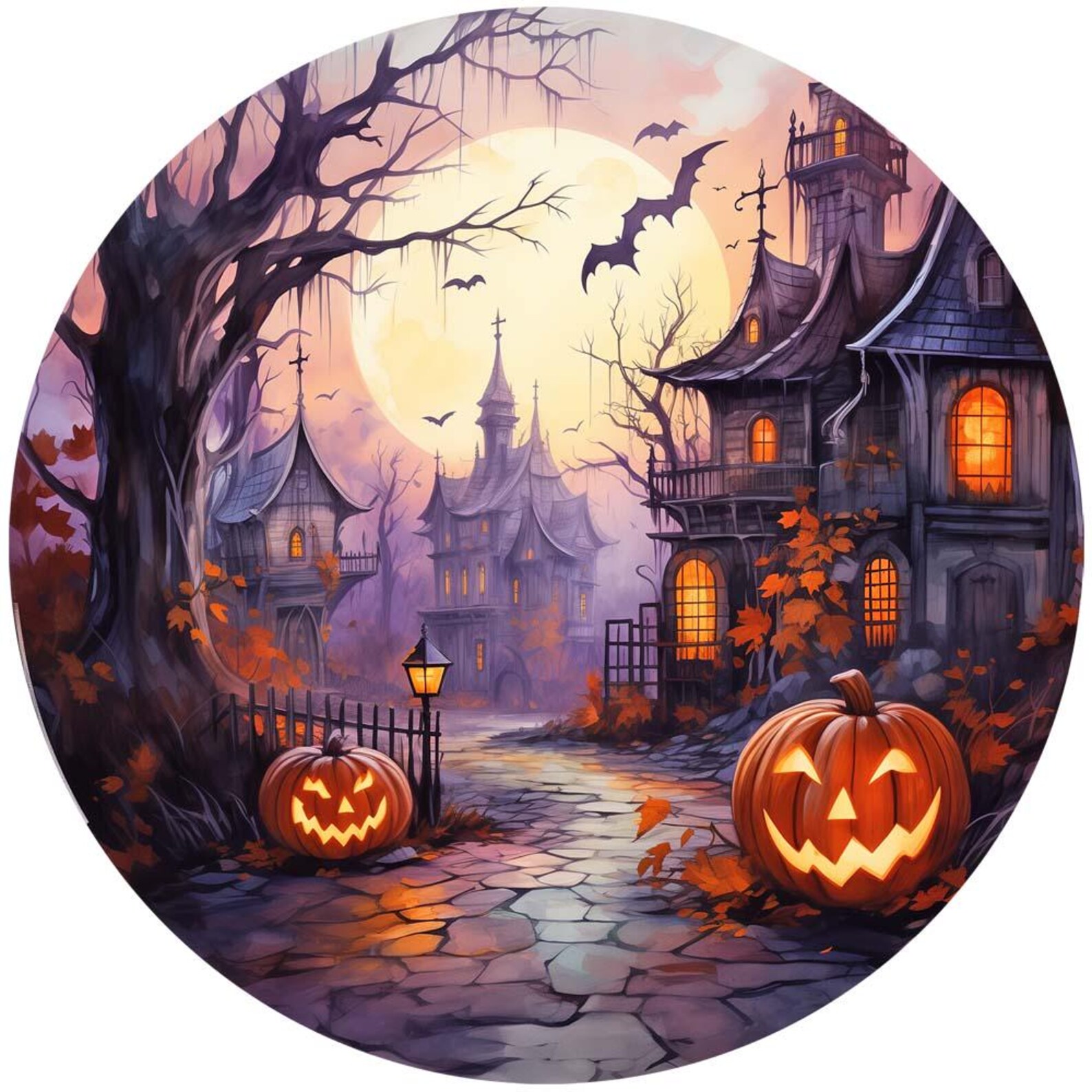 10 Watercolor Halloween Clipart Circle Graphics Bundle Printable PNG ...