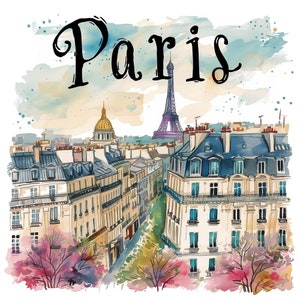 6 Paris in the Spring Watercolor Clipart Graphics - Printable PNG Files ...