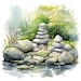 10 Watercolor Zen Rock Garden Clipart Graphics - Printable PNG Files ...