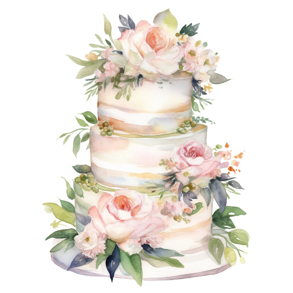 10 Watercolor Wedding Cakes Clipart Graphics Digital - Etsy
