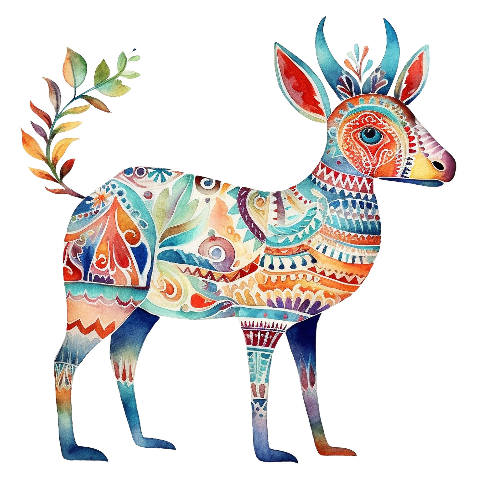 16 Watercolor Mexican Folk Art Fantasy Animals Clipart - Etsy