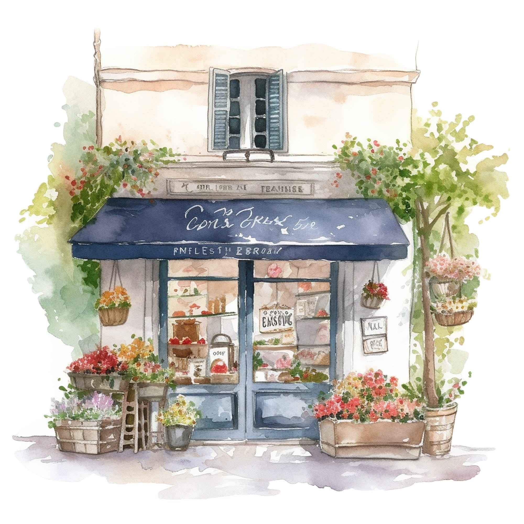 16 Cute French Shop Clipart Watercolor Graphics Digital - Etsy