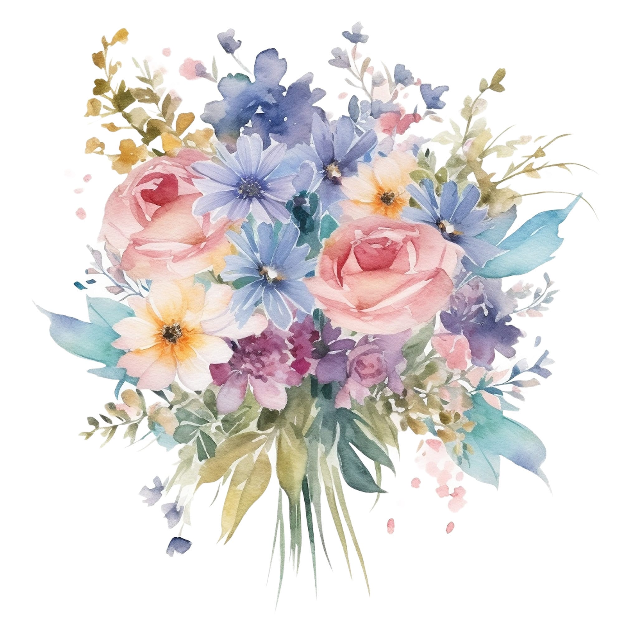 10 Watercolor Flower Bouquet Clipart Graphics Floral PNG Files for ...