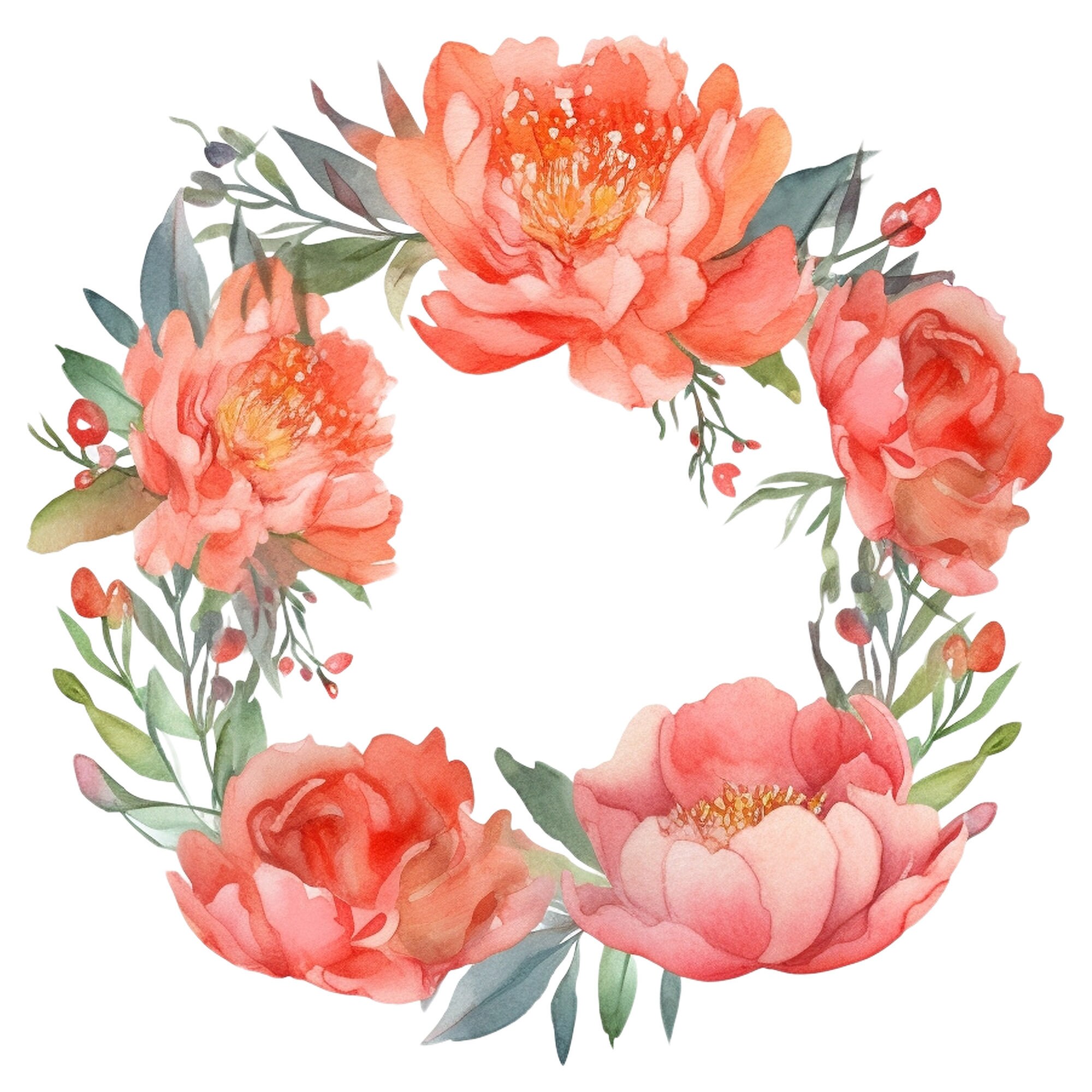 10 Watercolor Coral Peonies Floral Clipart Digital Download - Etsy