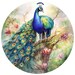 10 Watercolor Peacock Bird Circle Graphics - Printable PNG Files for ...