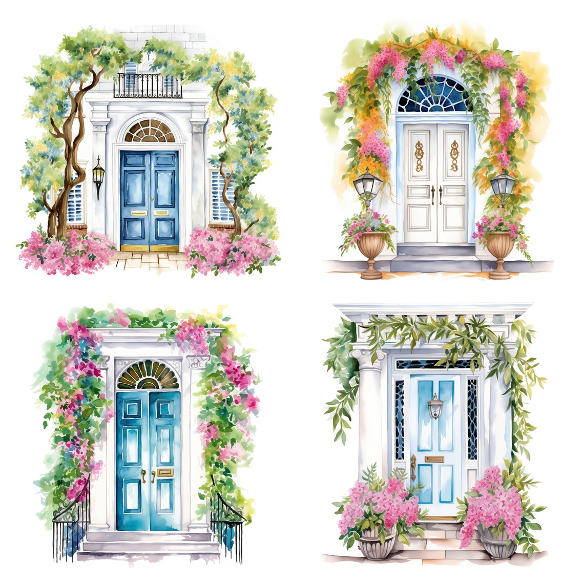 10 Watercolor Southern Charm Doors Clipart Graphics - Printable PNG ...