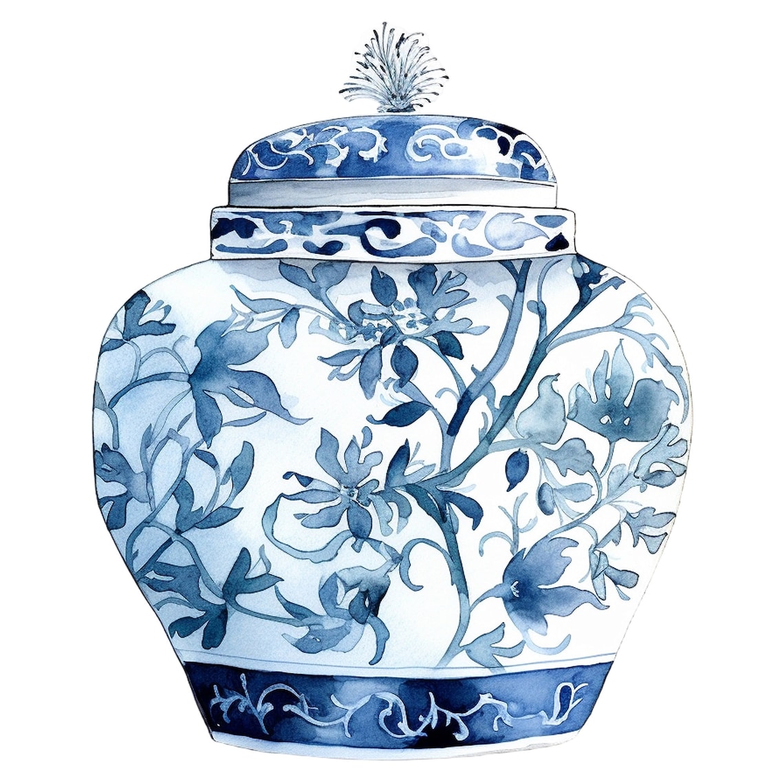 10 Watercolor Chinoiserie Ginger Jar Clipart Digital Download PNG Files ...