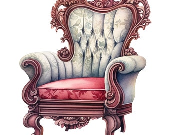 10 Watercolor Antique Sofa Furniture Clipart Digital Download PNG Files ...