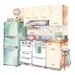 10 Cute Retro Kitchen Clipart Watercolor Graphics Digital Download PNG ...
