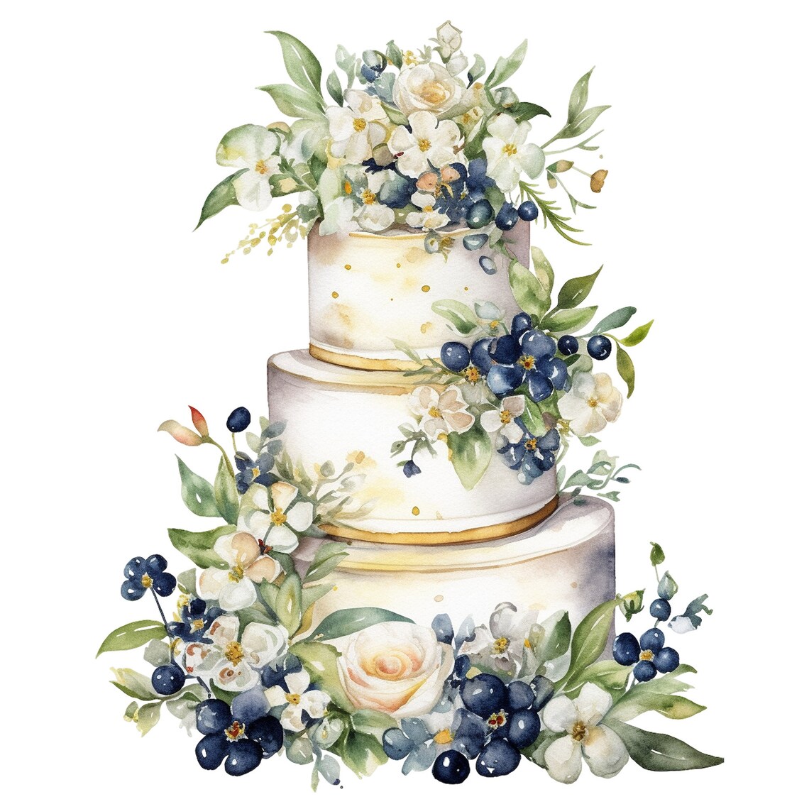 10 Watercolor Wedding Cakes Clipart Graphics Digital - Etsy