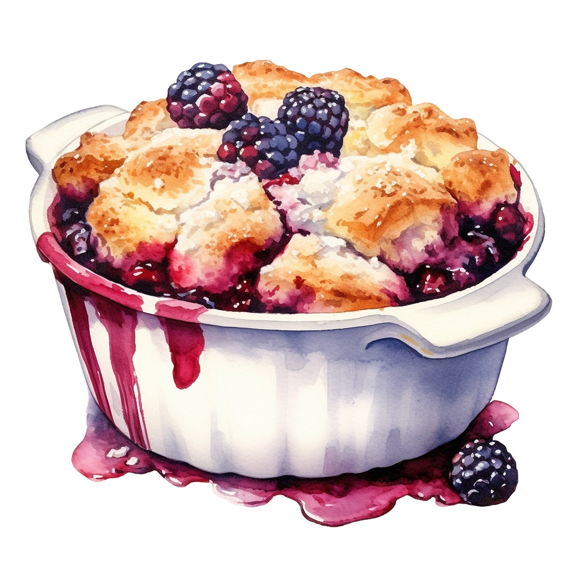 10 Watercolor Blackberry Cobbler Clipart Digital Download PNG Files for ...