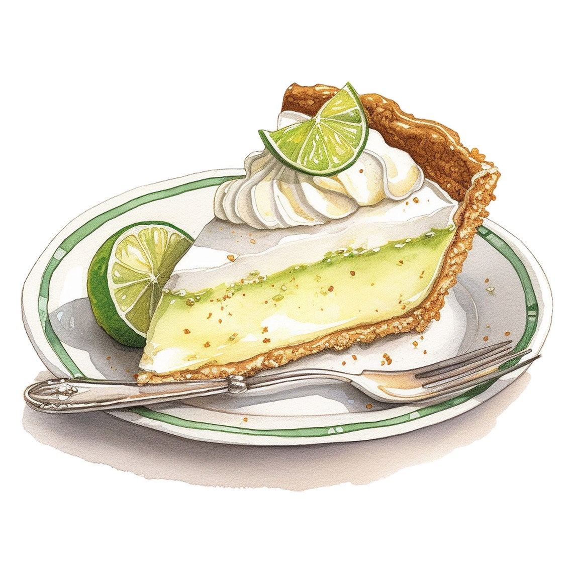 10 Watercolor Key Lime Pie Clipart Digital (Instant Download) - Etsy