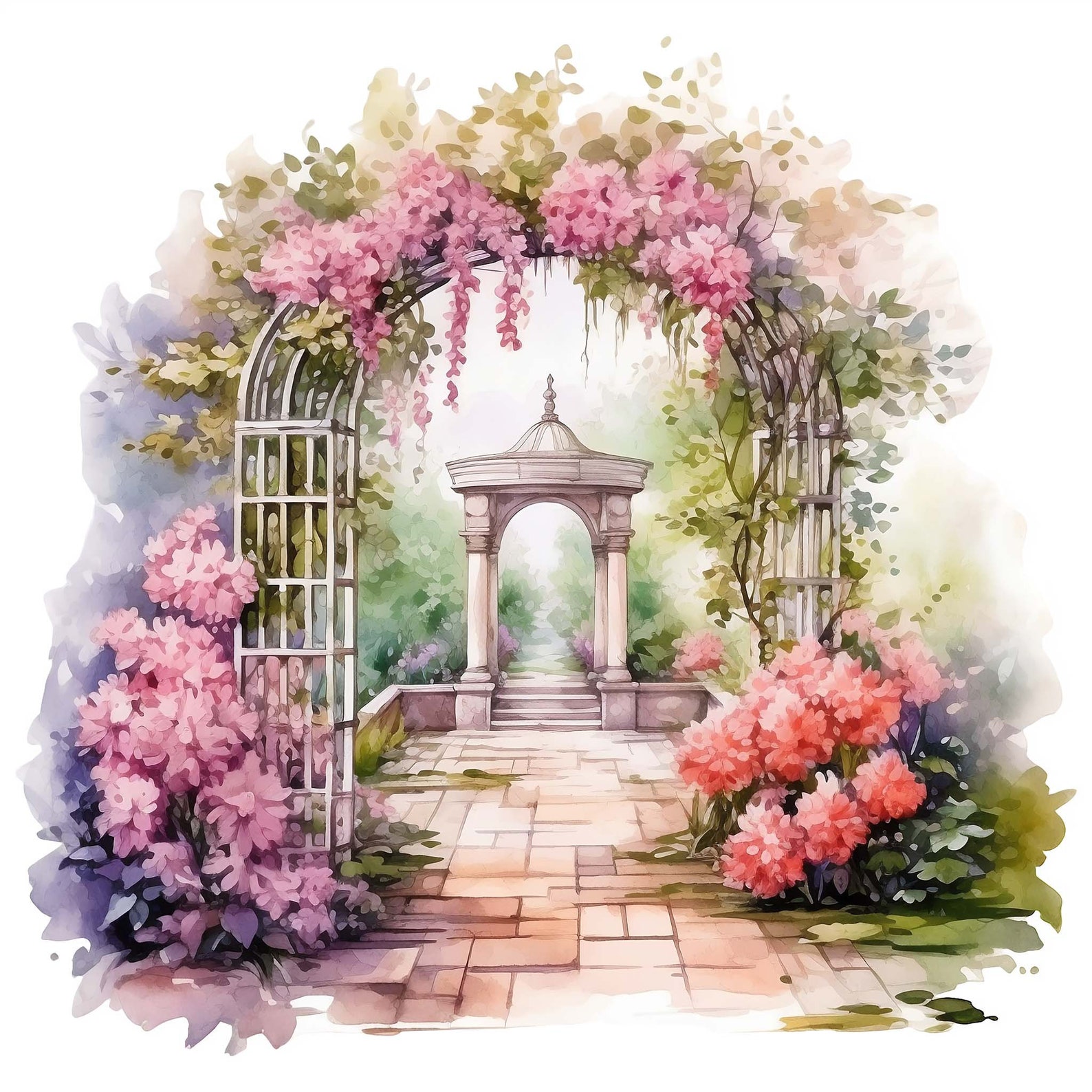 8 Watercolor Secret Garden Clipart – Printable PNG Graphics ...
