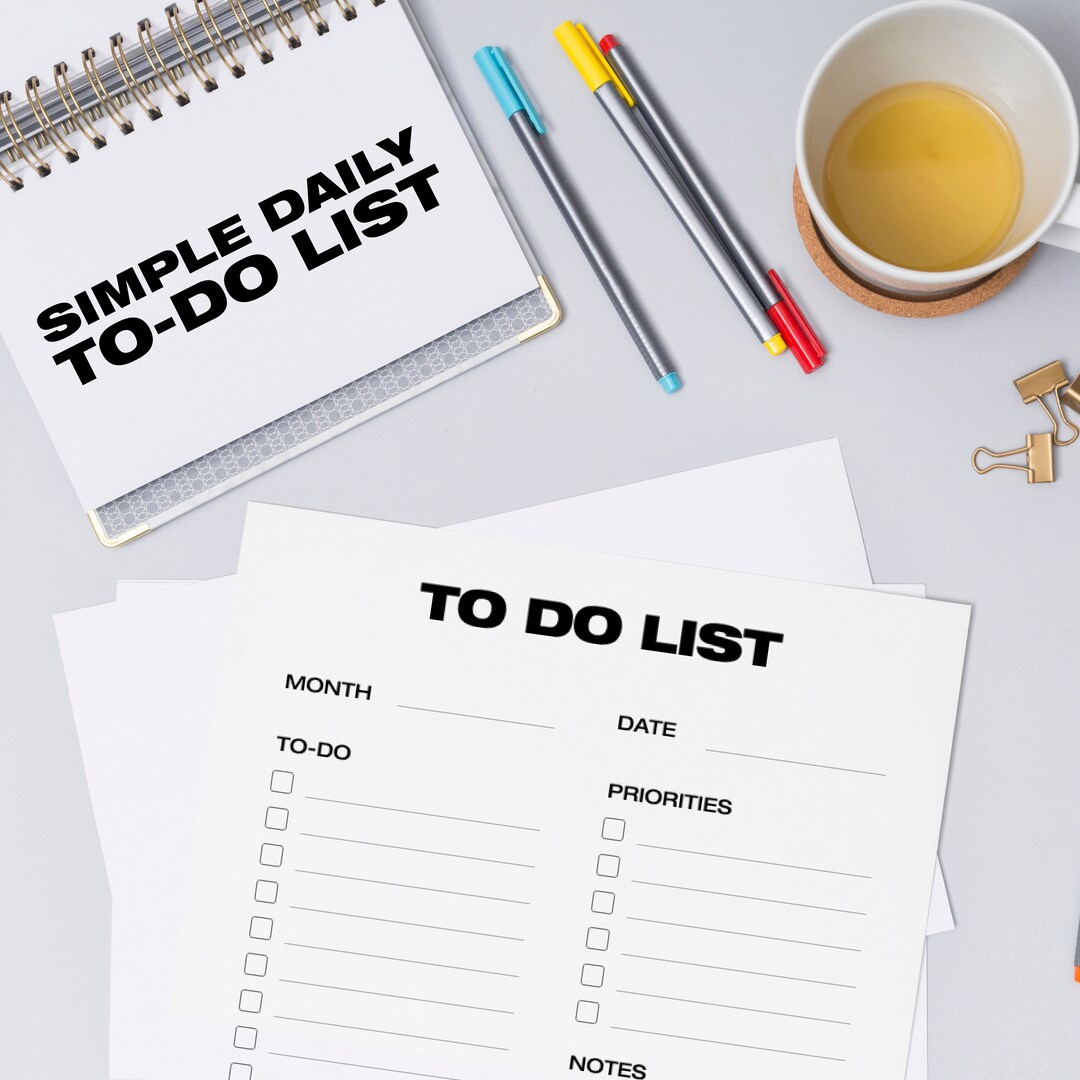 Printable Simple Daily To-do List with Free Fillable PDF - Etsy