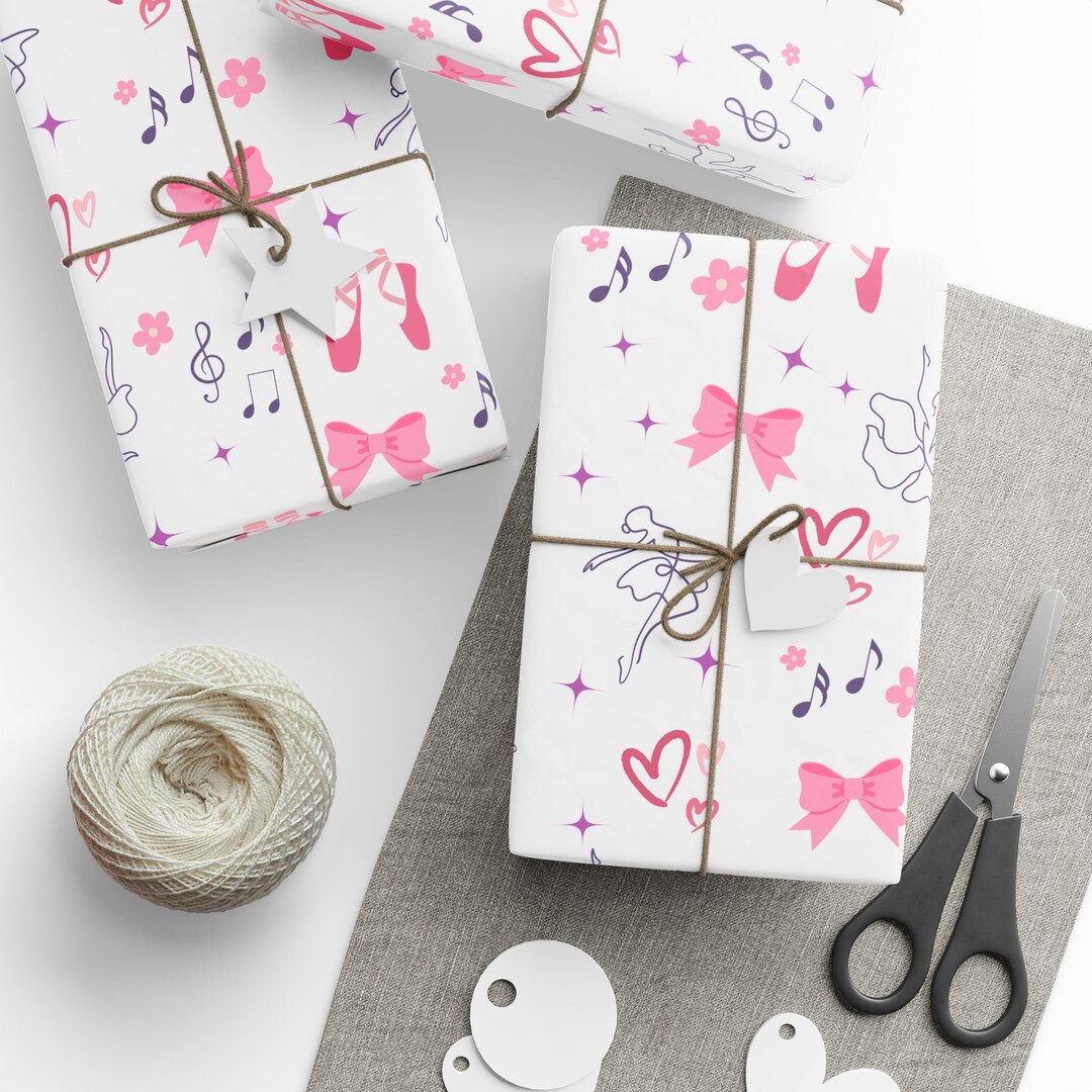 Ballerina Gift Wrap Girl Wrapping Paper Coquette Dance Studio Ballet ...