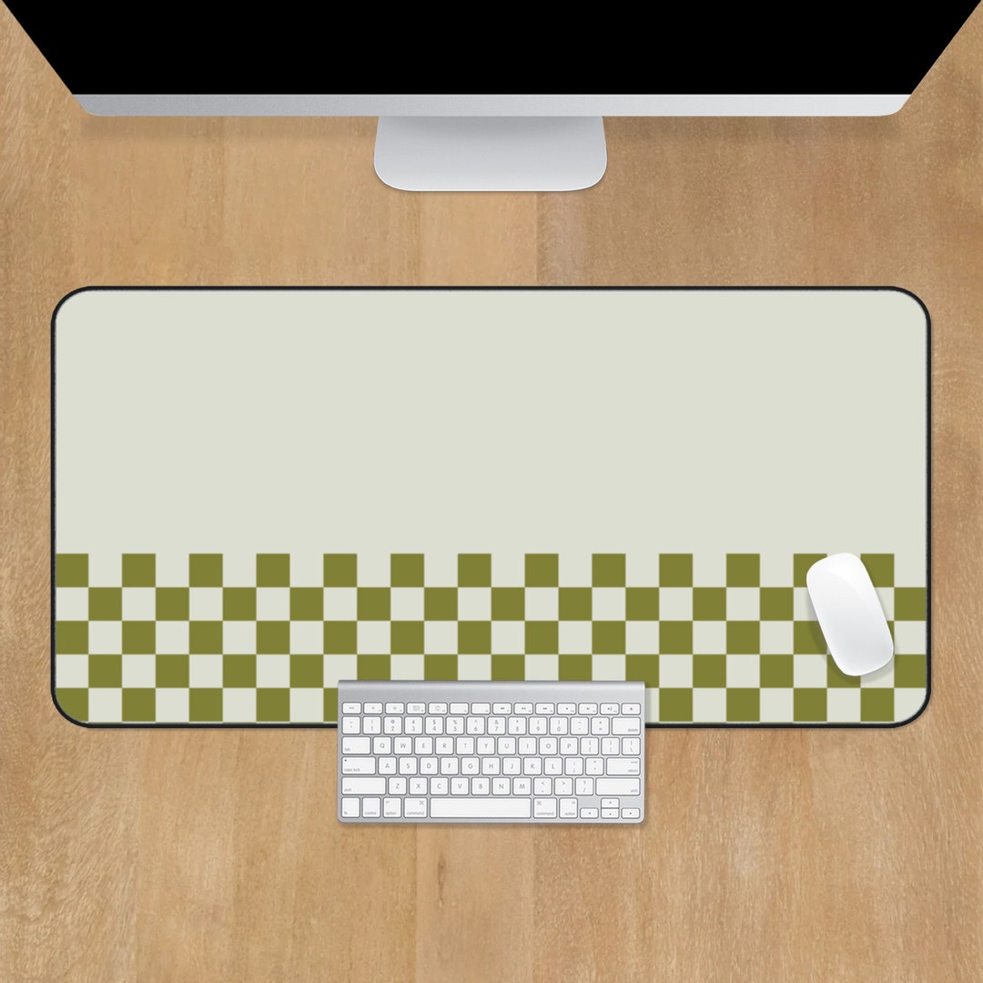 Checkered Desk Mat Sage Green Aesthetic Mousepad Checker Print Cute ...