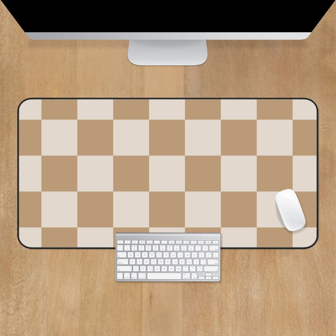 Checkered Desk Mat Neutral Aesthetic Mousepad Checker Cute Mouse Pad ...