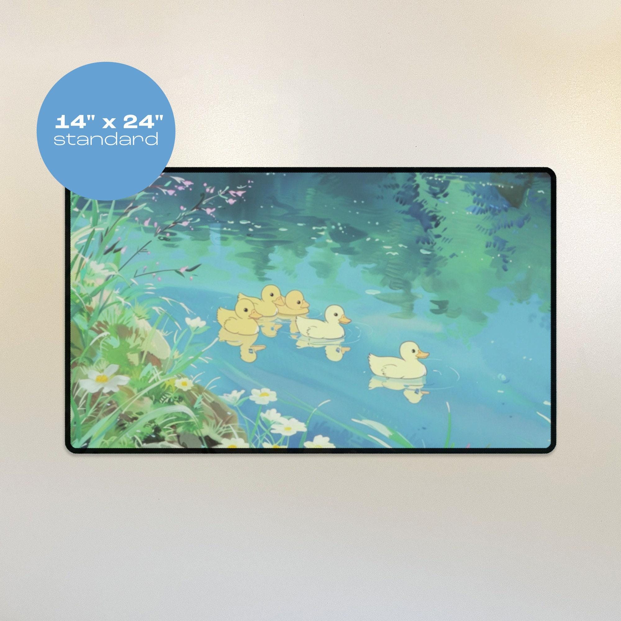 Kawaii Ducklings Blue Desk Mat Lofi Aesthetic Mouse Pad Cute Ducks MTG ...
