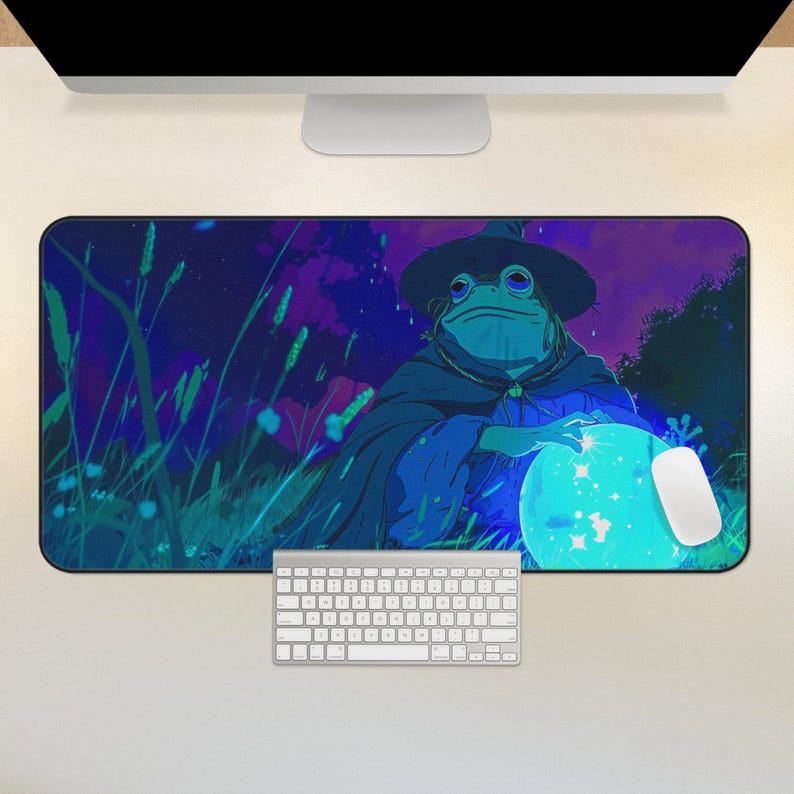 Toad Wizard MTG Playmat With Commander Zones, Anime Frog Desk Mat ...