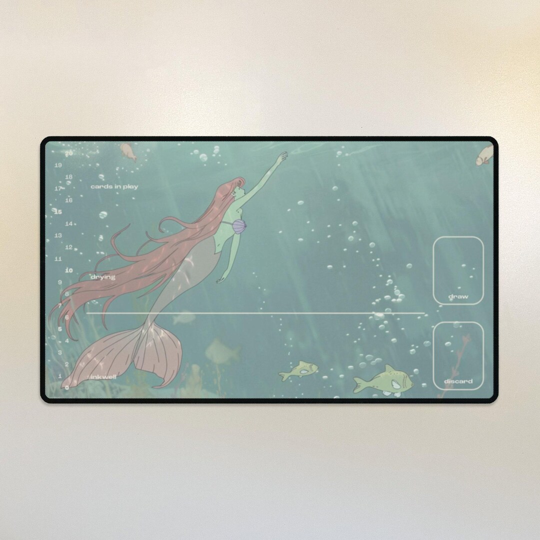 Ariel Lorcana Playmat Mermaid Desk Mat MTG Playmat Cute Art Nouveau ...