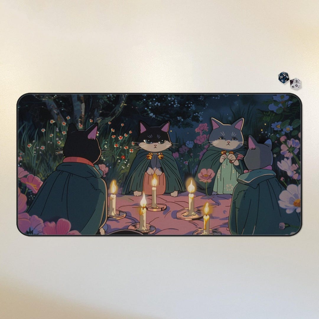 Cat Witches MTG Playmat Cute Cats Desk Mat Lorcana TCG Playmat Anime ...