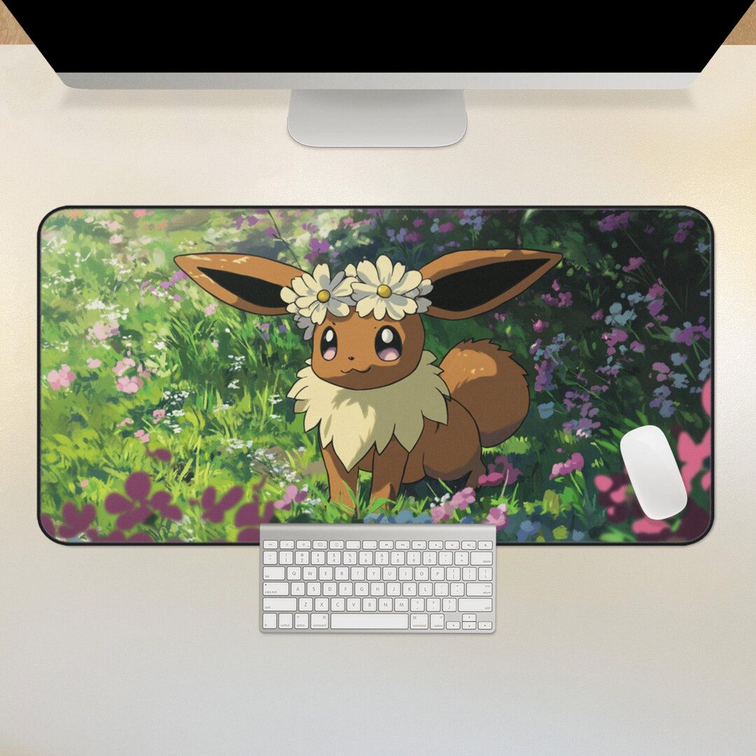 Eevee MTG Playmat Cute Anime Desk Mat Lorcana TCG Playmat Aesthetic ...