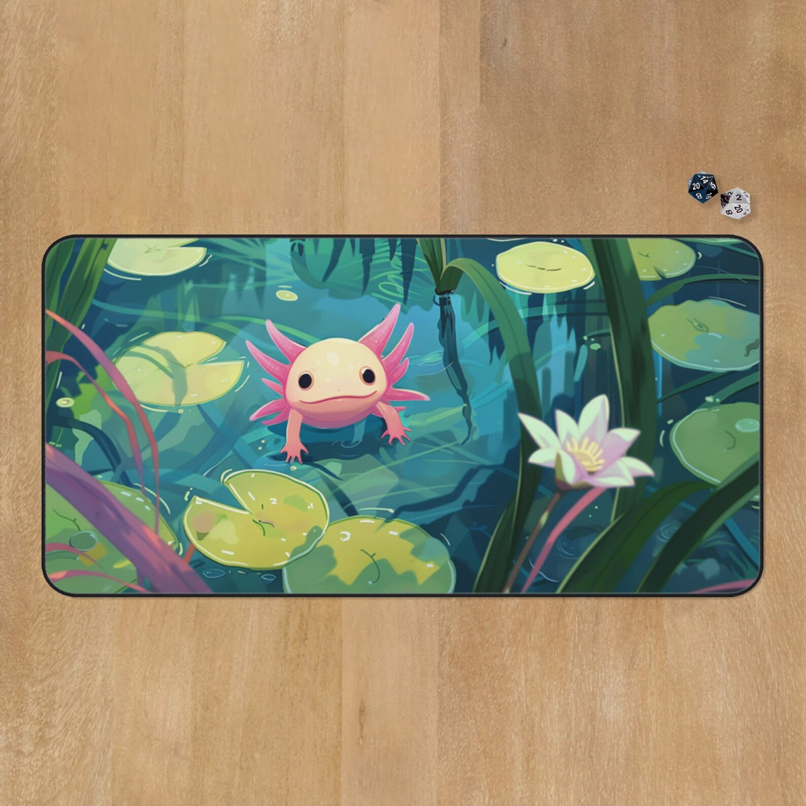 Axolotl Desk Mat Cute Axolotl Pink MTG Playmat Aesthetic Mouse Pad ...