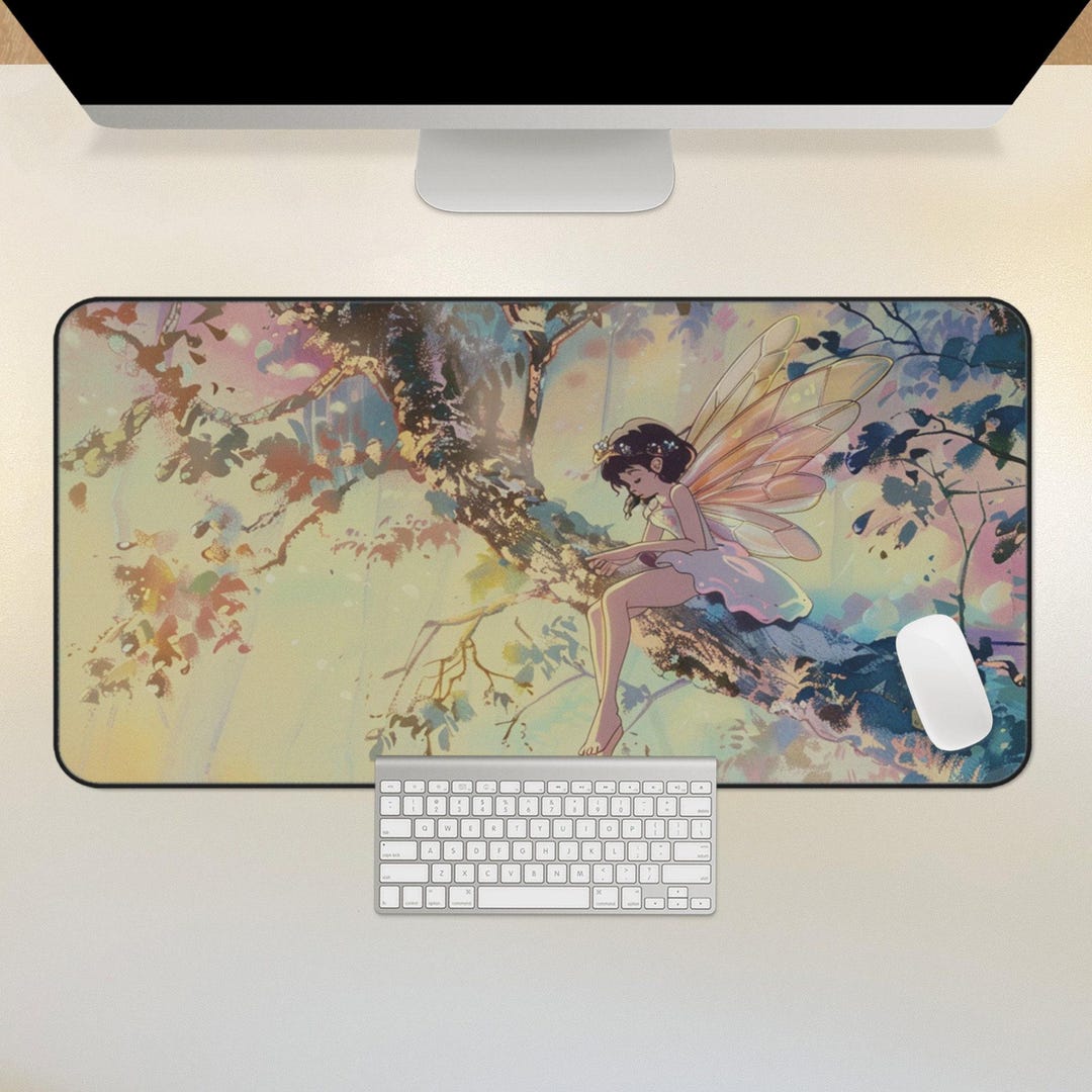 Pastel Fairy Desk Mat Cute Faerie MTG Playmat Floral Aesthetic Mouse ...
