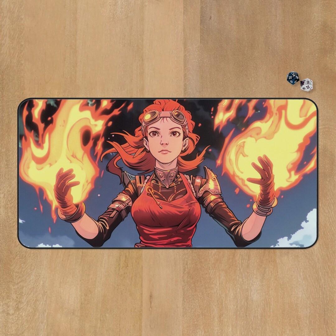 Chandra MTG Playmat Cute Fire Girl Desk Mat Lorcana TCG Playmat Anime ...