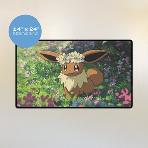 Eevee MTG Playmat Cute Anime Desk Mat Lorcana TCG Playmat Aesthetic ...