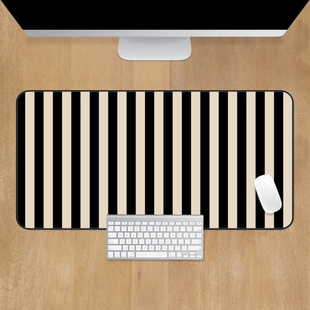 Black Stripe Desk Mat Stripes Aesthetic Mousepad Black and White Mouse ...