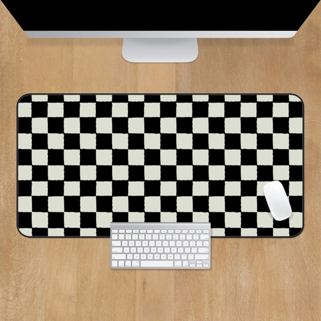 Checkered Desk Mat Black and White Aesthetic Mousepad Checker Print ...