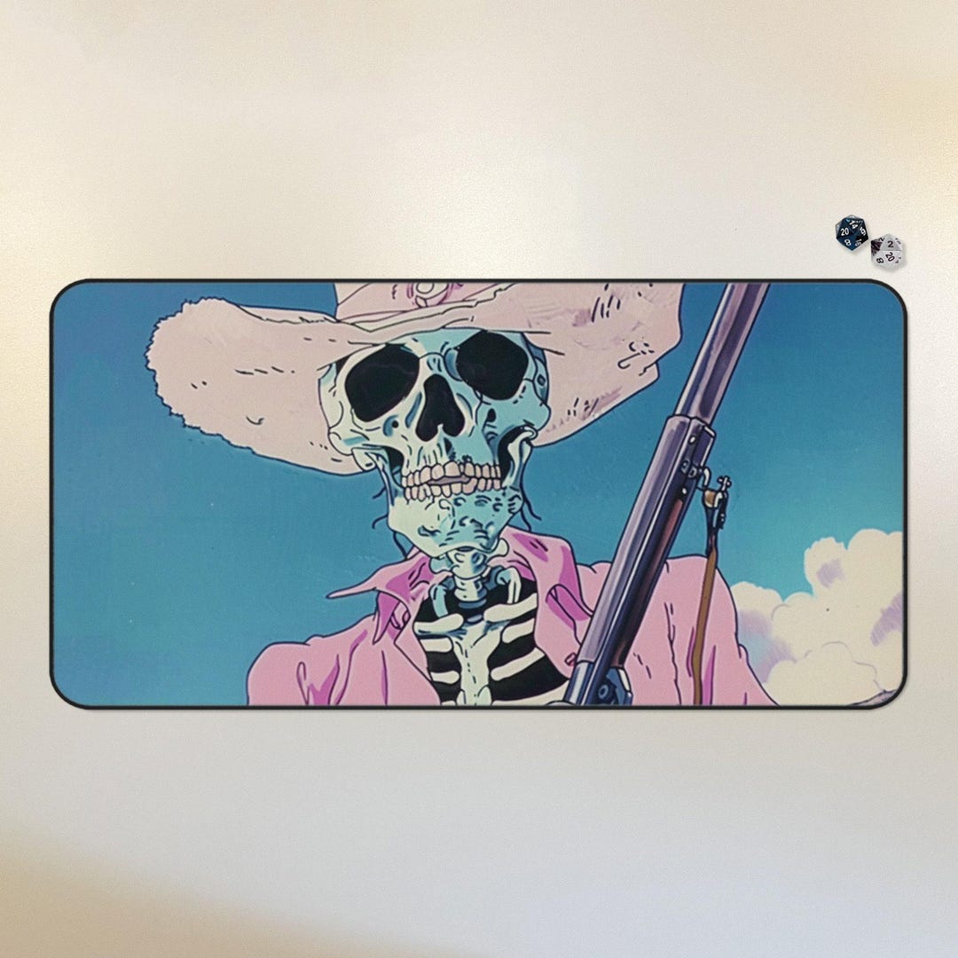 Skeleton Cowboy Desk Mat Western Aesthetic Mouse Pad Fallout MTG ...