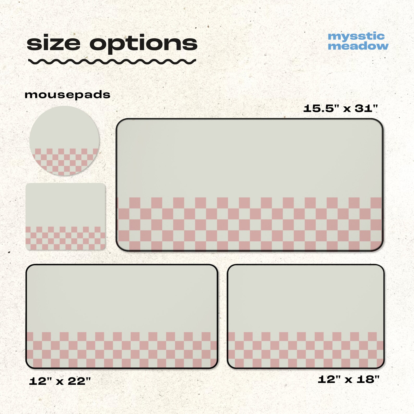 Checkered Desk Mat Pink Aesthetic Mousepad Checker Print Cute Pink ...