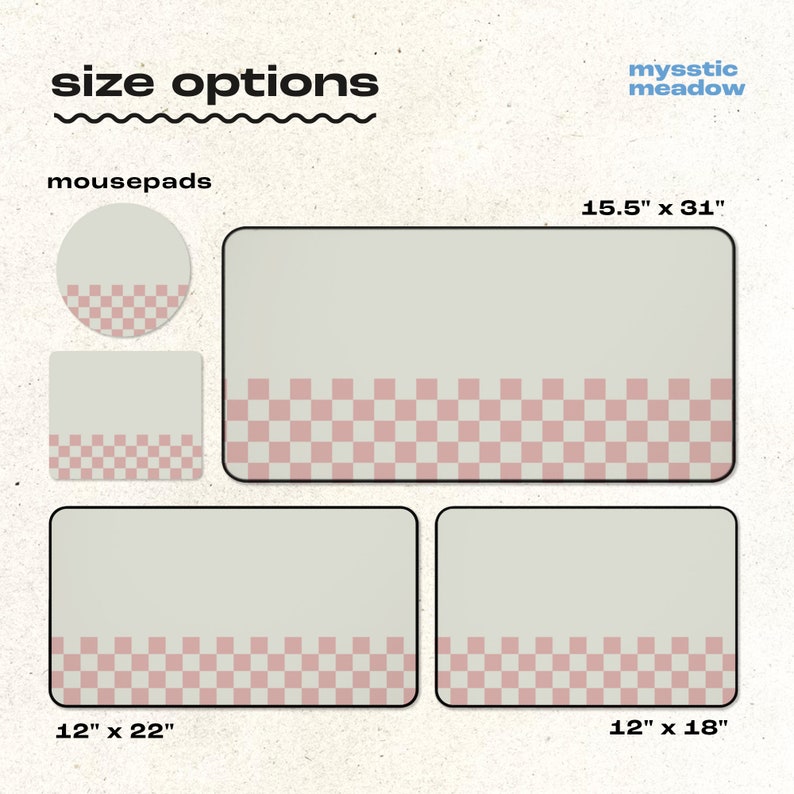 Checkered Desk Mat Pink Aesthetic Mousepad Checker Print Cute Pink ...