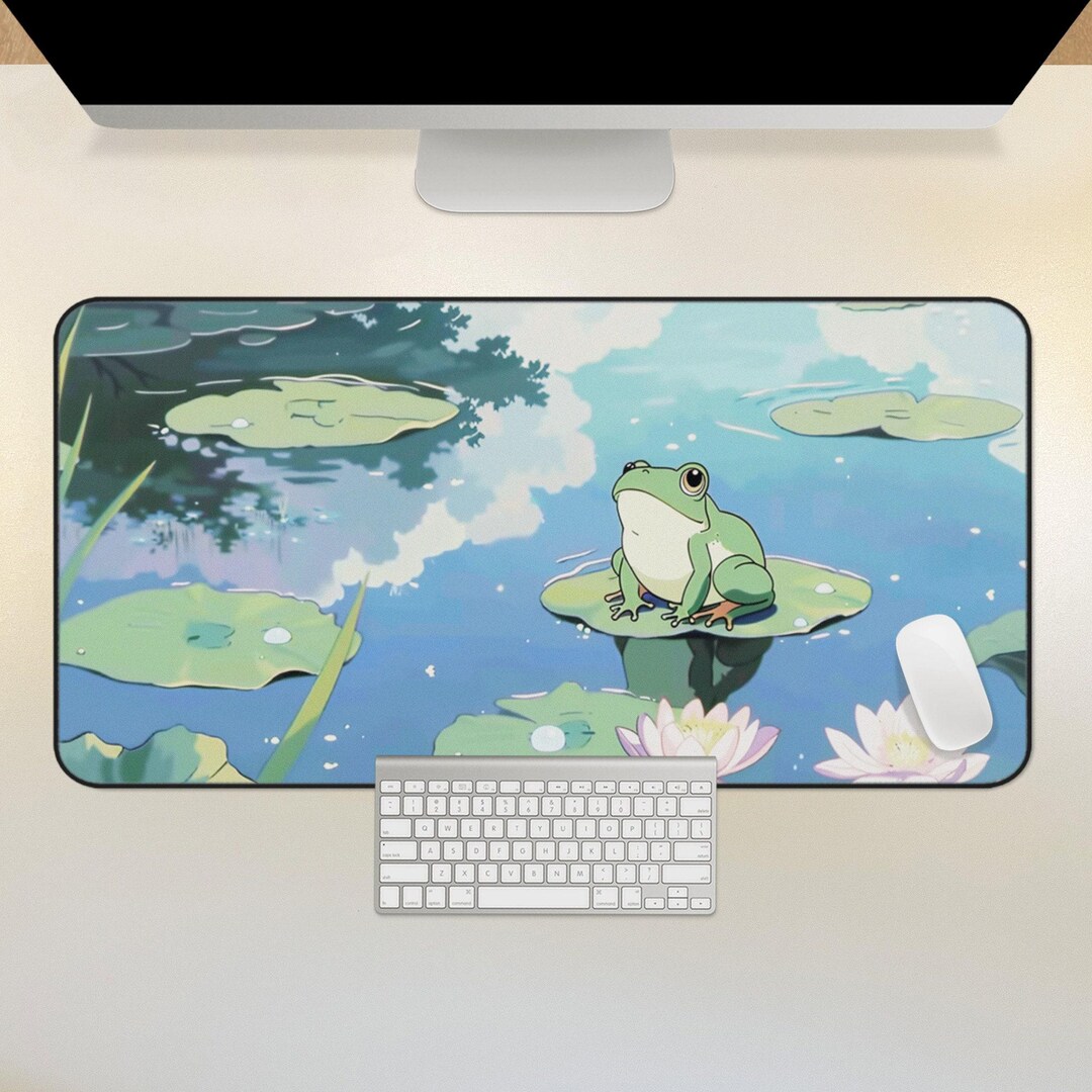 Frog Pond Desk Mat Lofi Aesthetic Mouse Pad Cute Anime Frog MTG Playmat ...