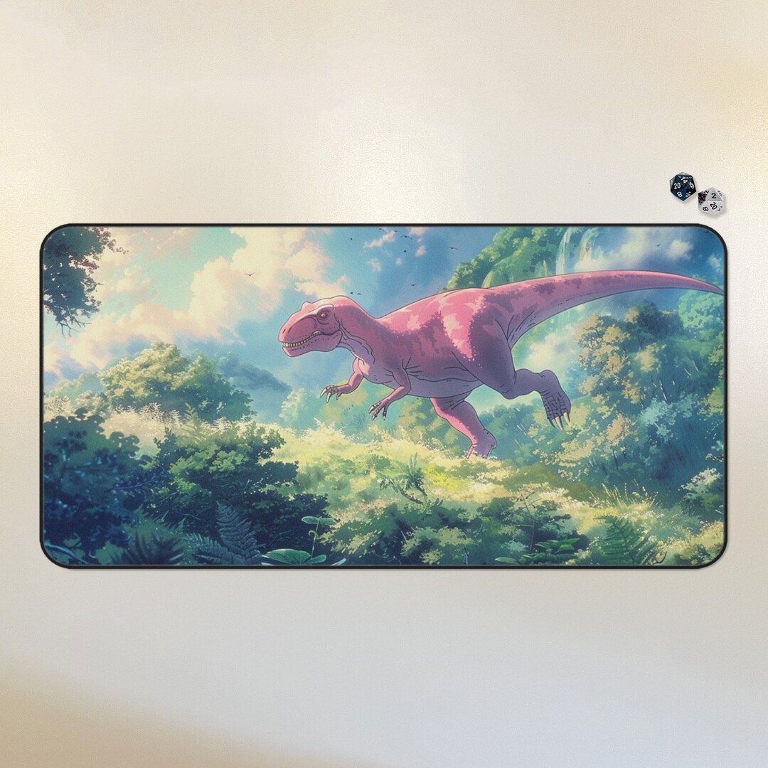Pink Dinosaur MTG Playmat Cute T-rex Desk Mat Lorcana TCG Playmat Anime ...