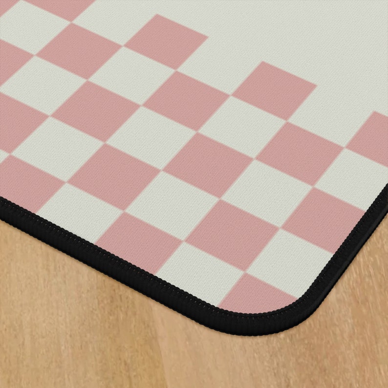 Checkered Desk Mat Pink Aesthetic Mousepad Checker Print Cute Pink ...