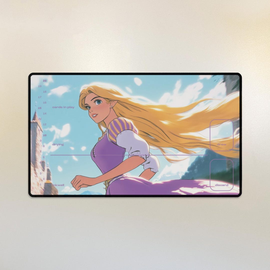 Rapunzel Lorcana Playmat With Zones, Anime Princess Desk Mat Mousepad ...