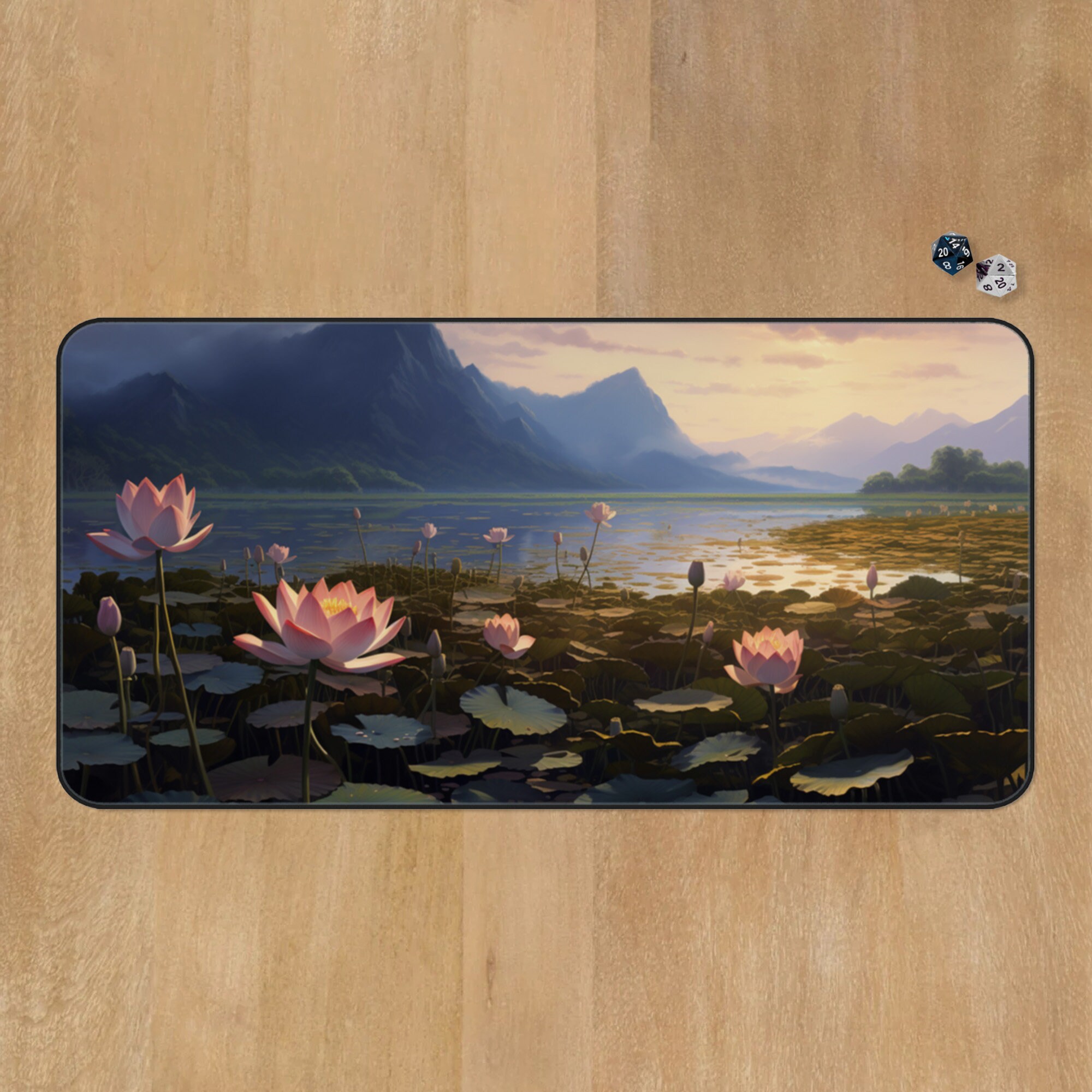 Lotus Field MTG Playmat Cute Flower Desk Mat Lorcana TCG Playmat Lotus ...