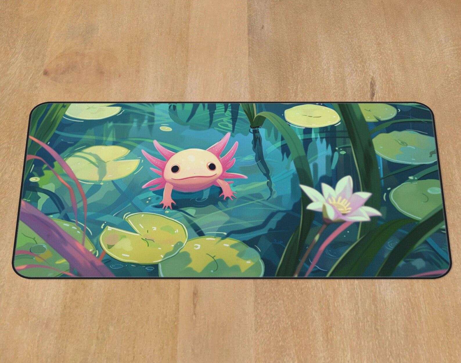 Axolotl Desk Mat Cute Axolotl Pink MTG Playmat Aesthetic Mouse Pad ...