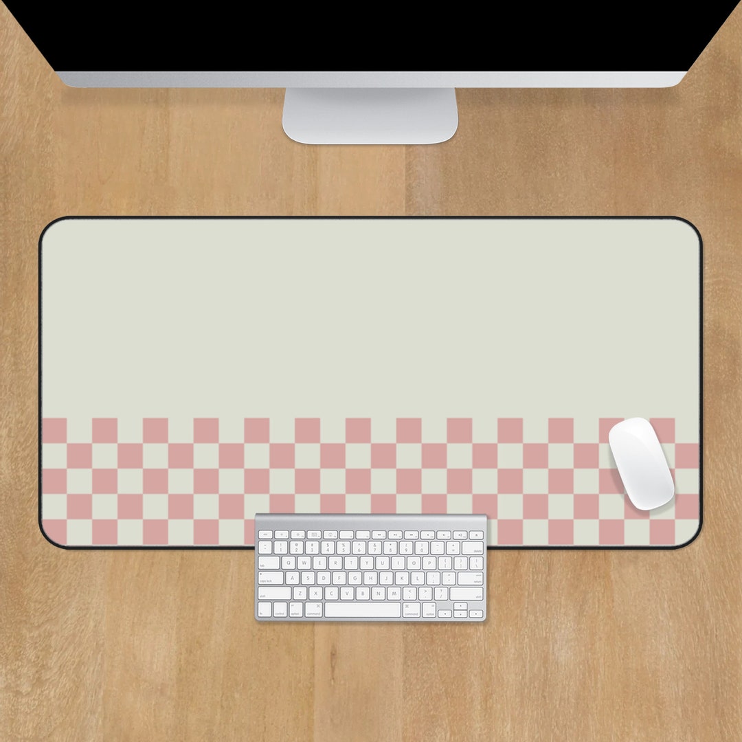 Checkered Desk Mat Pink Aesthetic Mousepad Checker Print Cute Pink ...