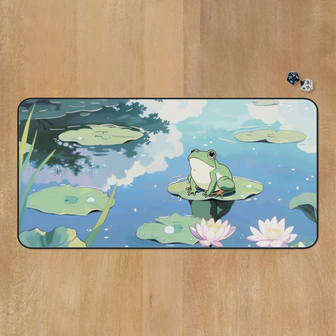Frog Pond Desk Mat Lofi Aesthetic Mouse Pad Cute Anime Frog MTG Playmat ...
