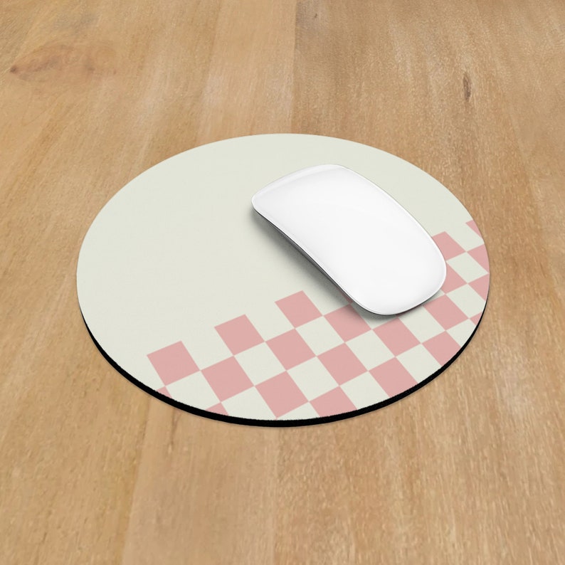 Checkered Desk Mat Pink Aesthetic Mousepad Checker Print Cute Pink ...