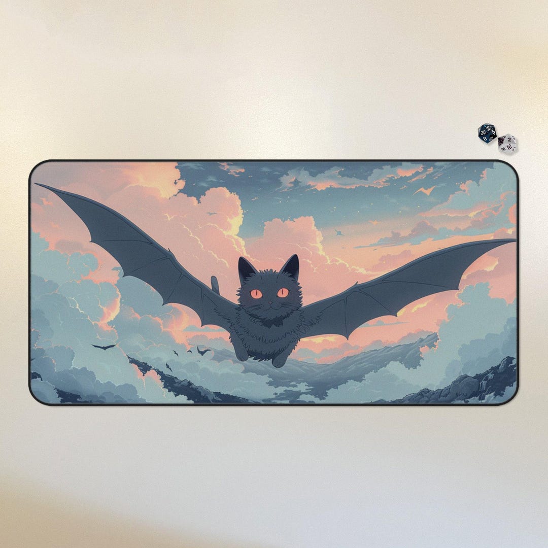 MTG Playmat Cute Cat Dragon Desk Mat Lorcana TCG Playmat Cat Dragon ...
