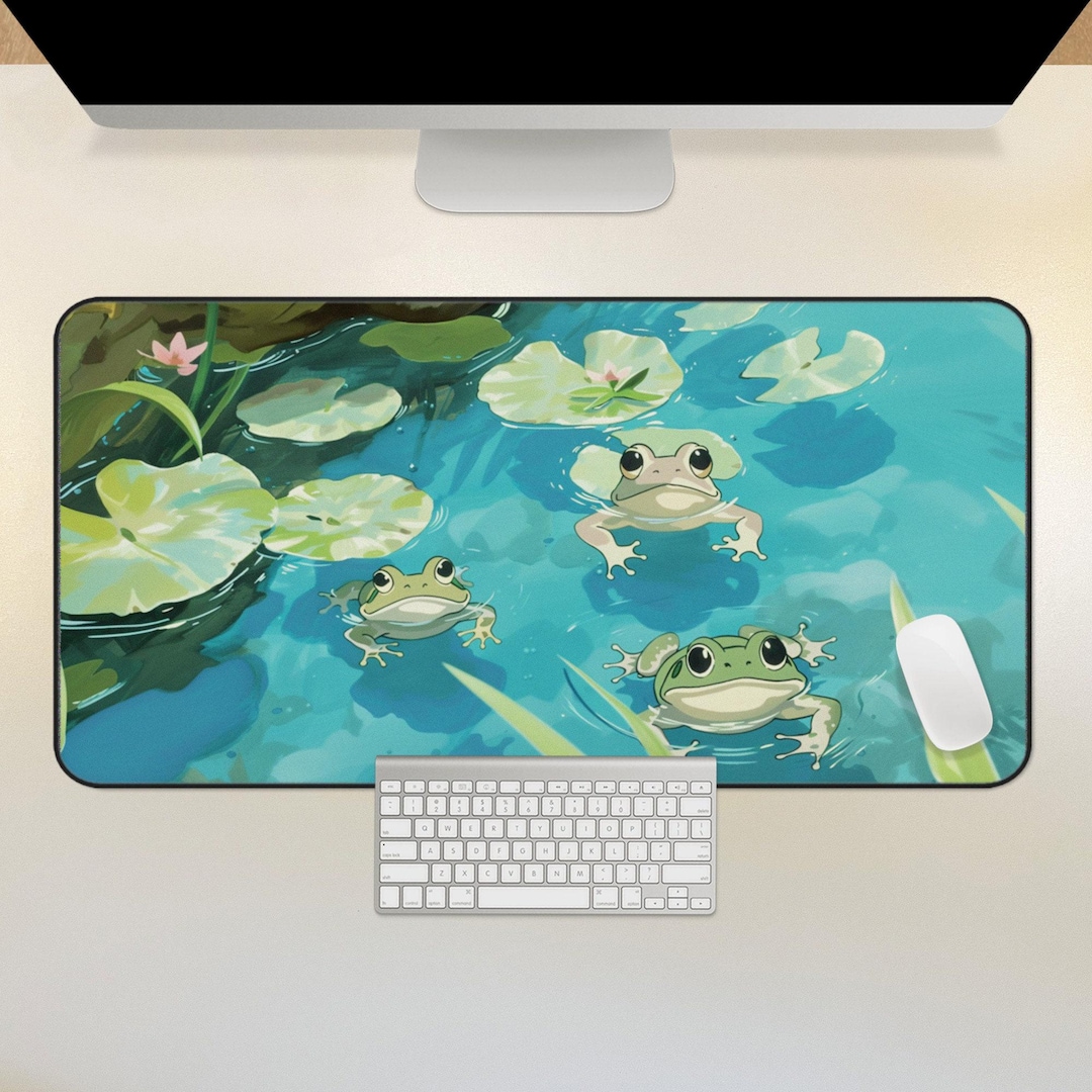 Frog Pond Desk Mat Lofi Frogs Aesthetic Mouse Pad Cute Frog MTG Playmat Lorcana TCG Play Mat - Etsy