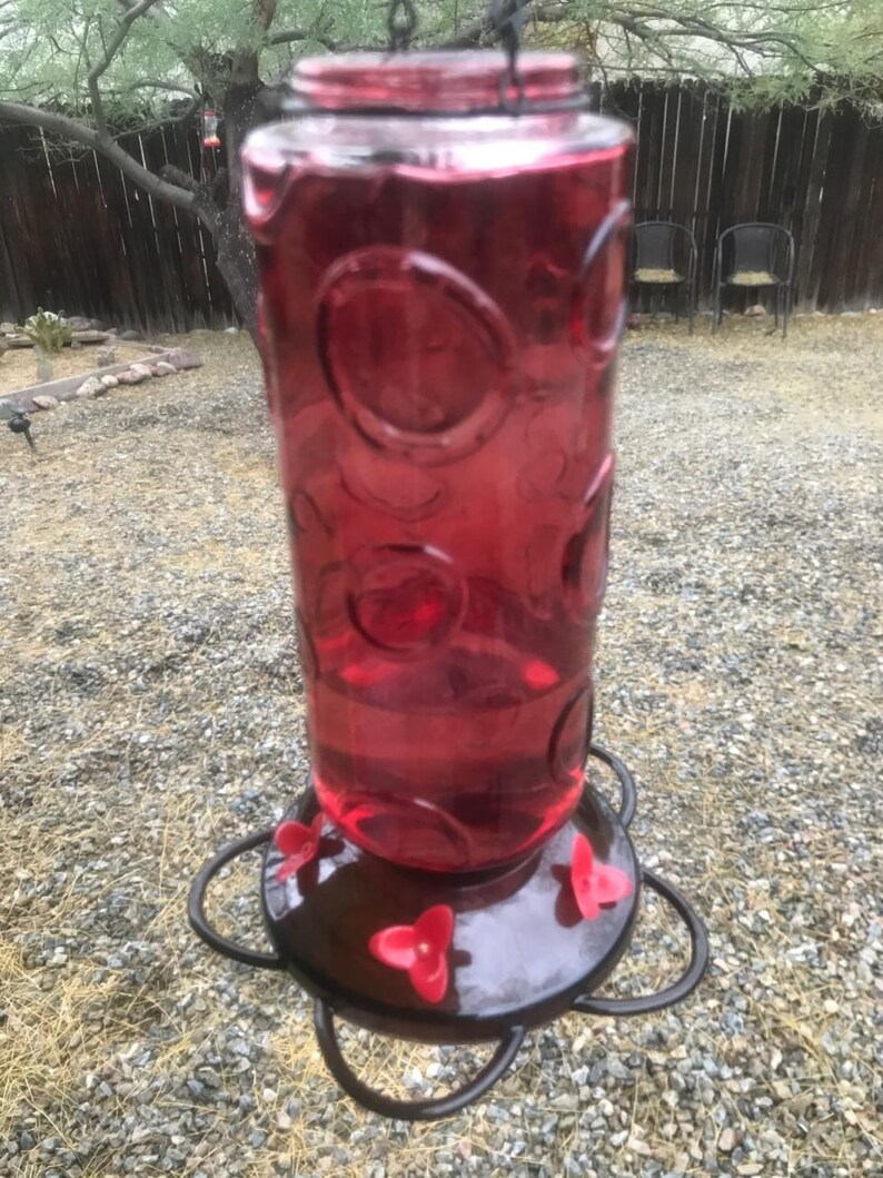 2 Pack Large Capacity Hummingbird Feeders Outdoors Hanging Red Glass ...