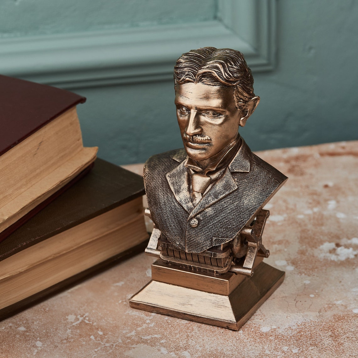 NIKOLA TESLA Bust Statue Figurine Sculpture Legendary Inventor With AC ...