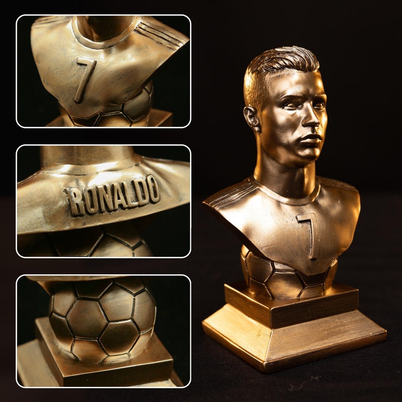 CRISTIANO RONALDO BUST Statue Figurine Sculpture Legendary Soccer ...